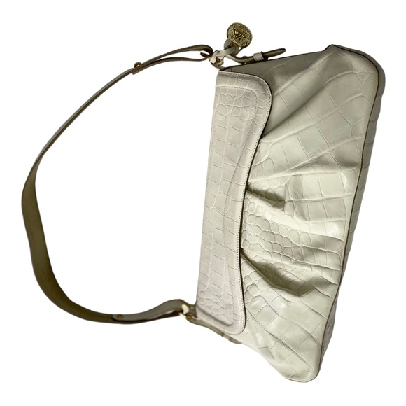 Brahmin | Bags | Brahmin Vintage Off White Croc Embossed Leather ...